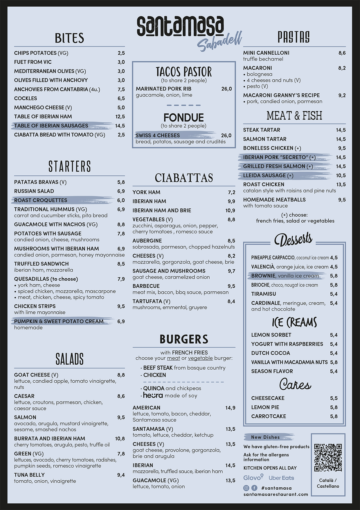 Menu Santamasa Sabadell english